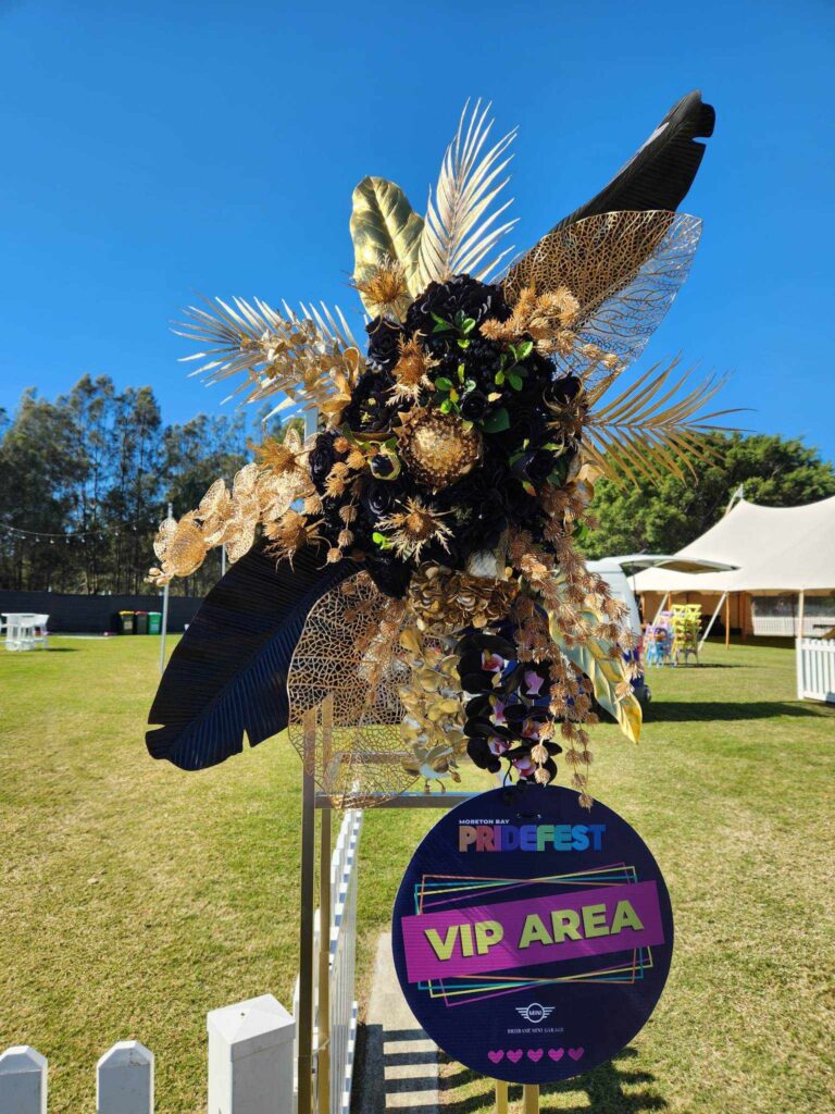 Large Gold Stand - With Arrangement - Platinum Event Hire